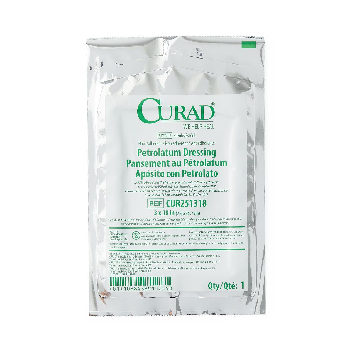 CURAD Sterile Nonadherent Petrolatum Gauze Dressing | Medline