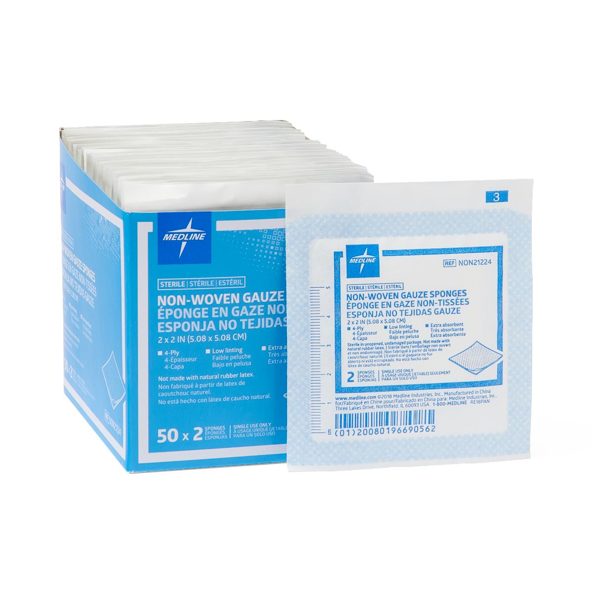 Medline Standard Sterile Nonwoven Gauze Sponges | Medline