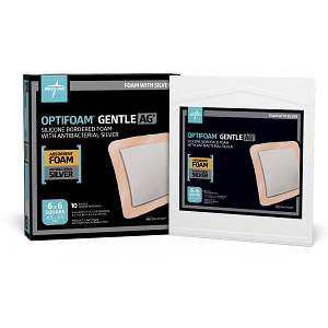 Optifoam Gentle Ag+ Foam Wound Dressings with Silicone Border | Medline