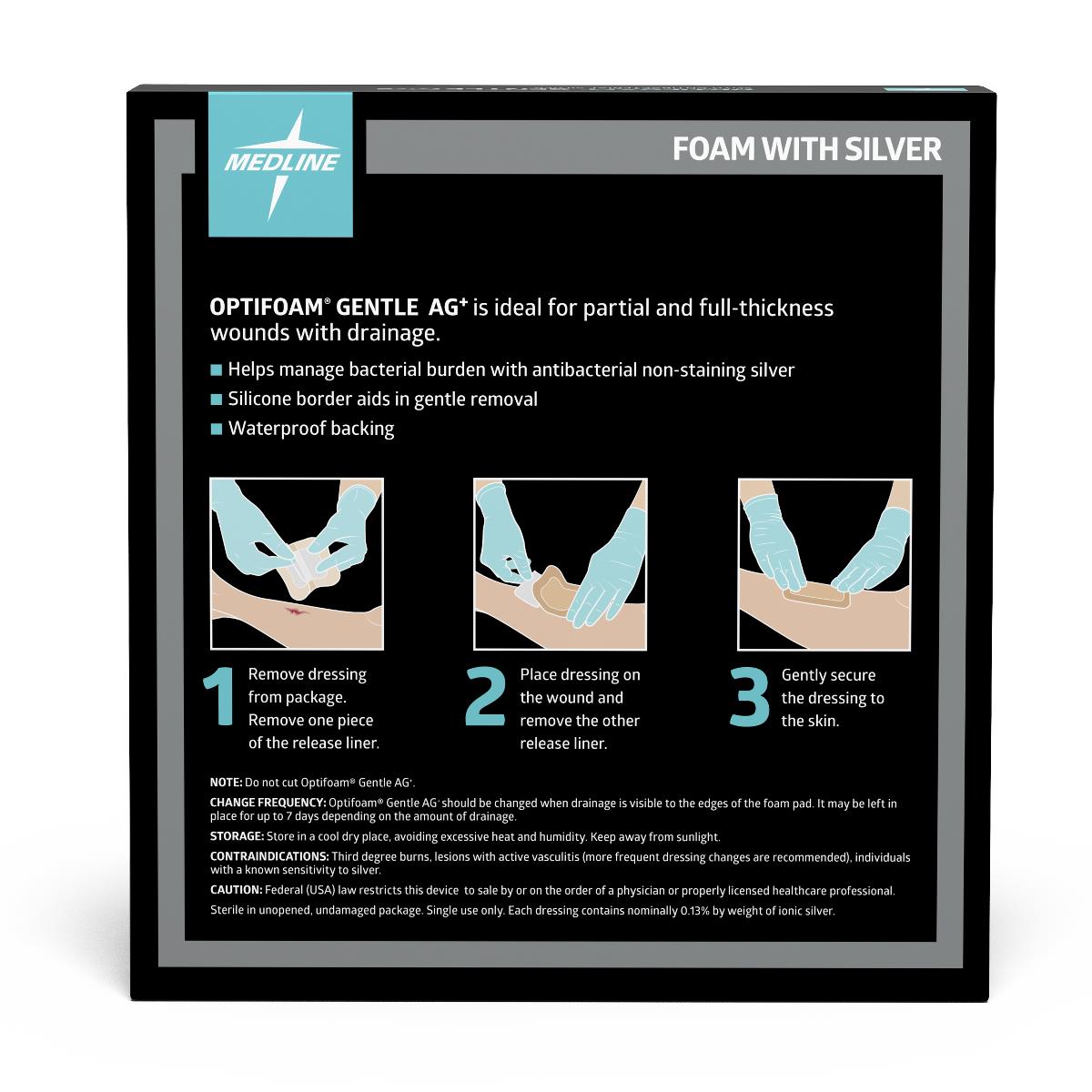 Optifoam Gentle Ag+ Foam Dressings with Silicone Border | Medline