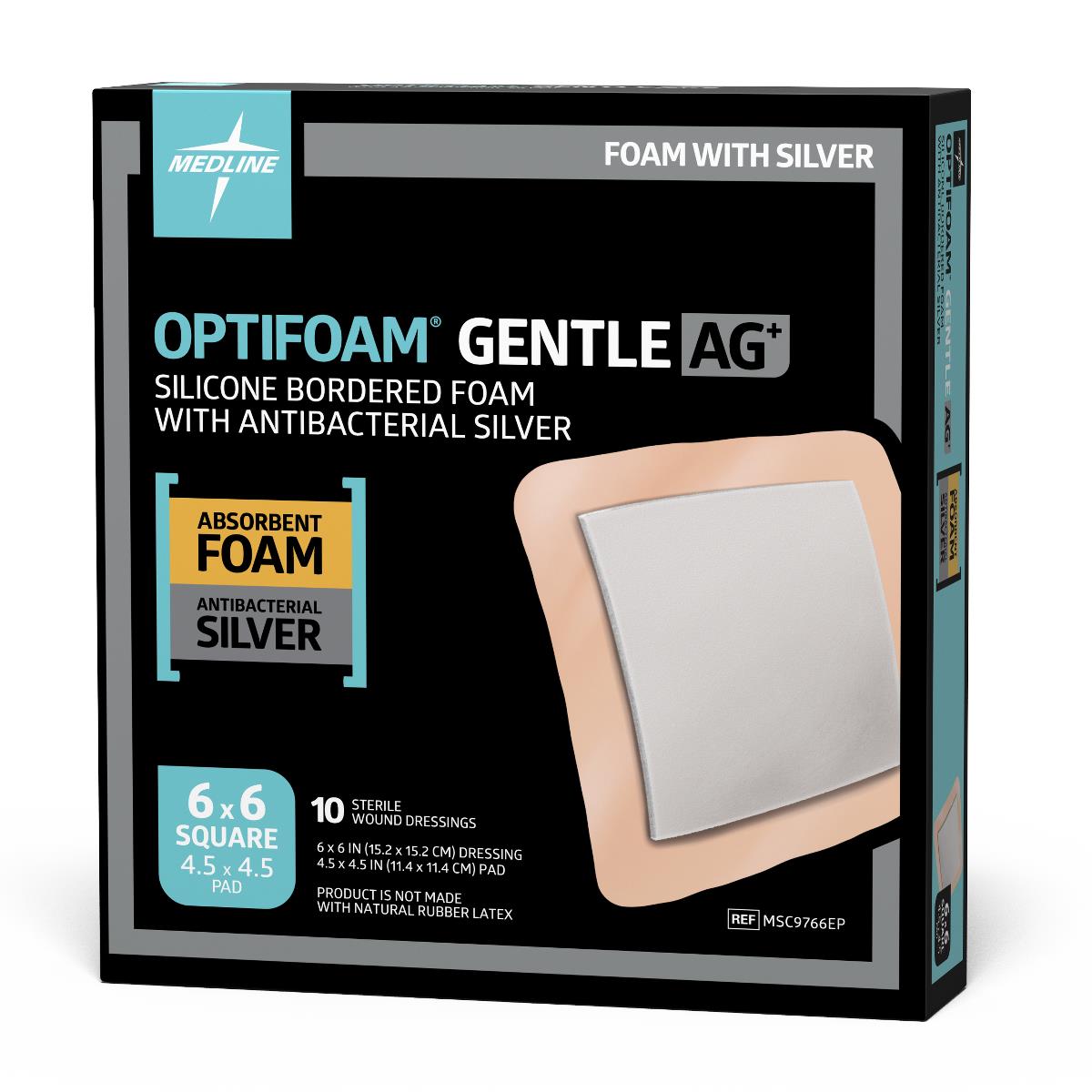 Optifoam Gentle Ag+ Foam Wound Dressings with Silicone Border | Medline