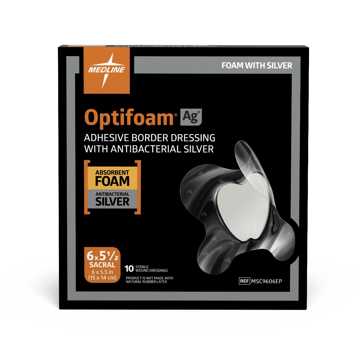 Optifoam Ag+ Sacrum Adhesive Foam Dressings | Medline