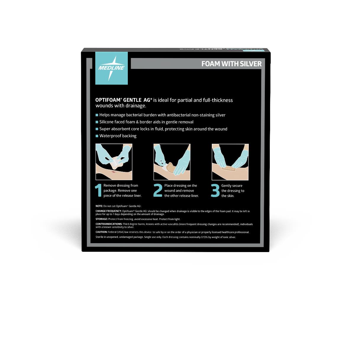 Optifoam Gentle Ag+ Silicone-Faced Foam Dressings | Medline