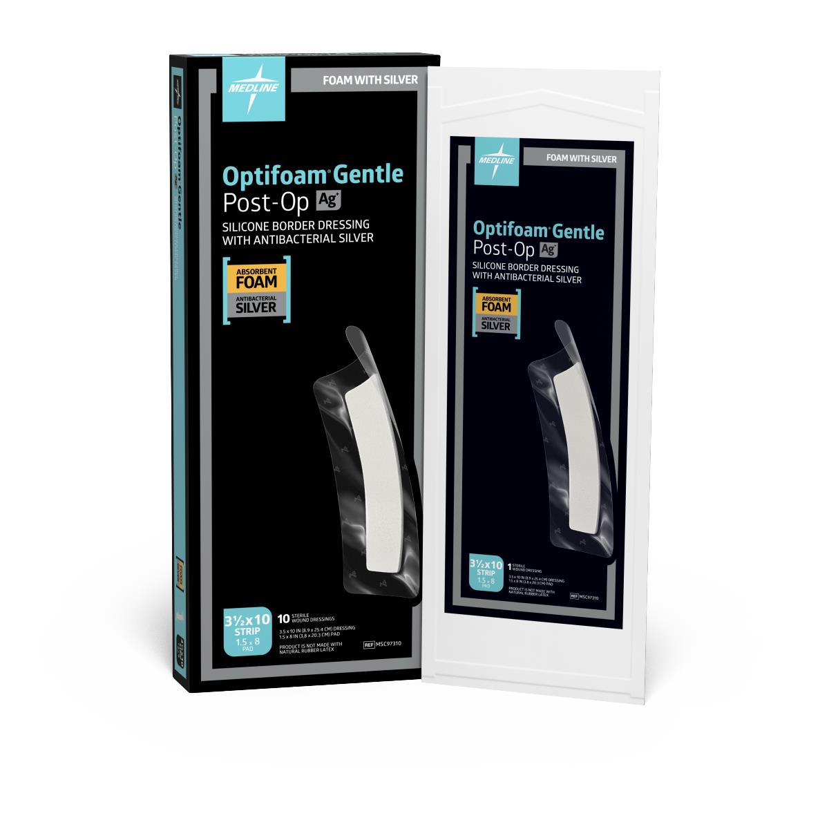 Optifoam Gentle Ag+ Foam Post-Op Dressings with Silicone Border | Medline