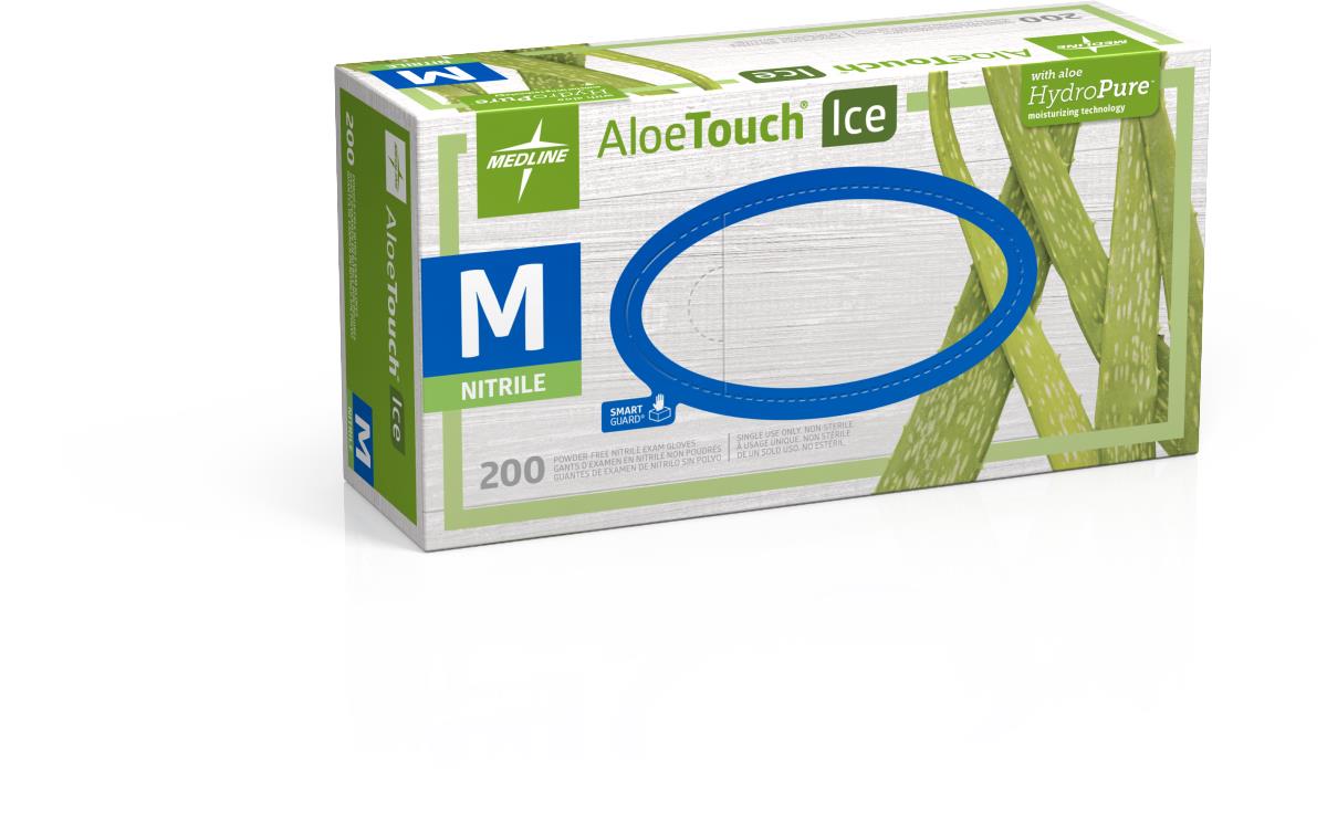 AloeTouch ICE Powder-Free Nitrile Exam Gloves | Medline