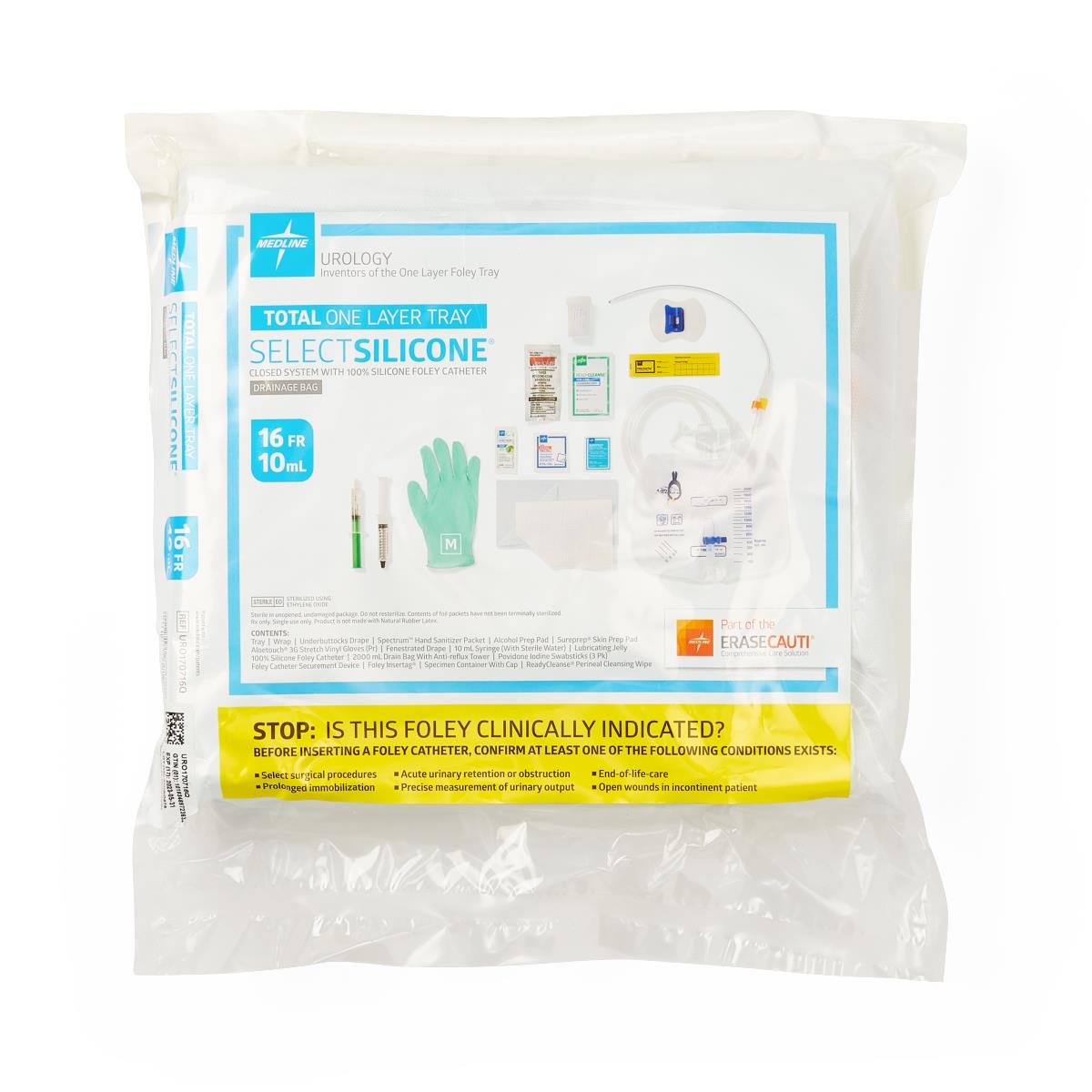 SelectSilicone Total 1-Layer Foley Catheter Trays with Drain Bag | Medline