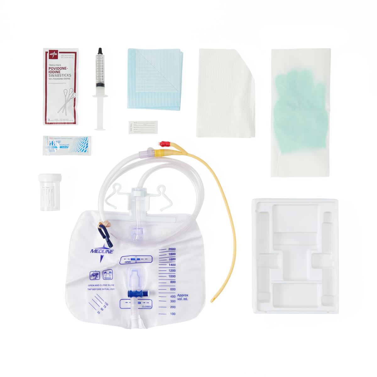 Medline Silicone-Elastomer Latex 2-Layer Foley Catheter Tray / Drain ...