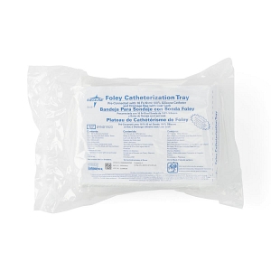 100% Silicone 2-Layer Foley Catheter Tray with Drain Bag | Medline ...