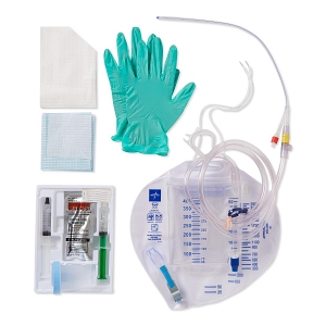 100% Silicone 2-Layer Foley Catheter Tray with Urine Meter | Medline ...