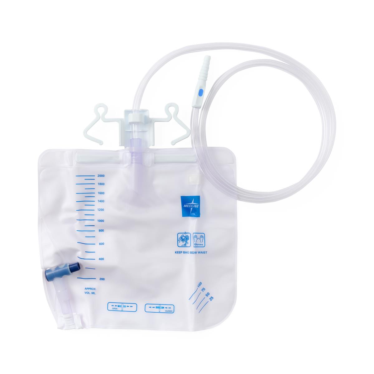 Medline Urinary Drain Bags with Anti-Reflux Devices | Medline