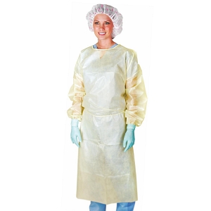 Medline Medium-Weight PE-Coated Protective Gowns with Closed Back ...