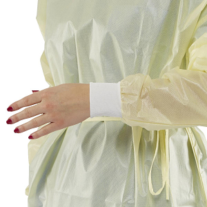 Medline Disposable AAMI Level 2 Poly-Coated Knit Cuff Isolation Gown ...