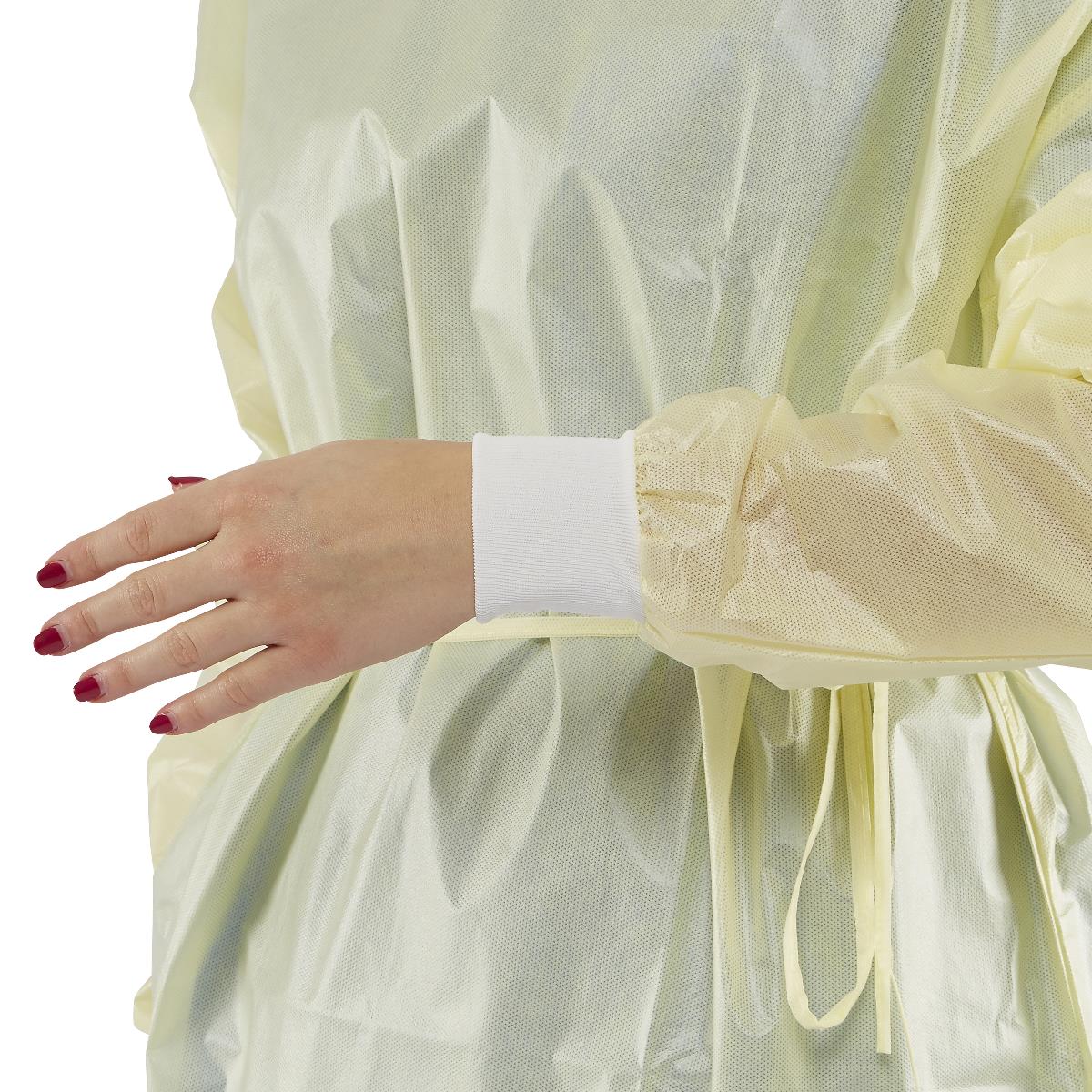 Medline Disposable AAMI Level 2 Poly-Coated Knit Cuff Isolation Gown ...