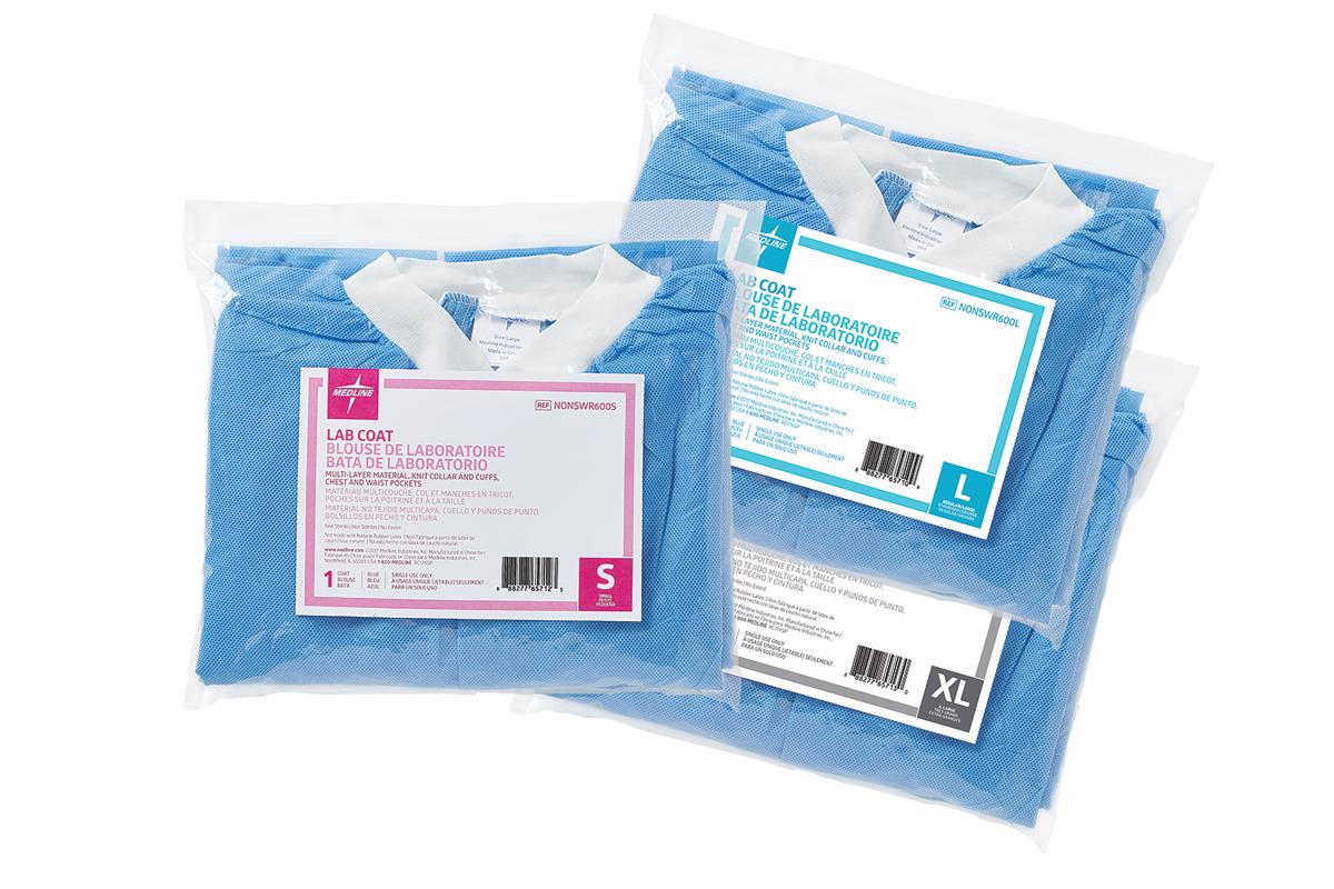 Medline Disposable Knit Cuff / Collar Multilayer SMS Lab Jackets | Medline