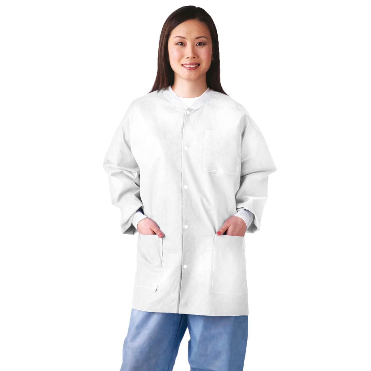 Medline Disposable SMS Barrier Lab Jacket with Knit Collar/Cuffs | Medline