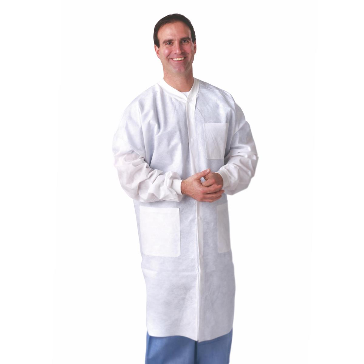 Medline Disposable Knit Cuff/Knit Collar Multilayer Lab Coats | Medline
