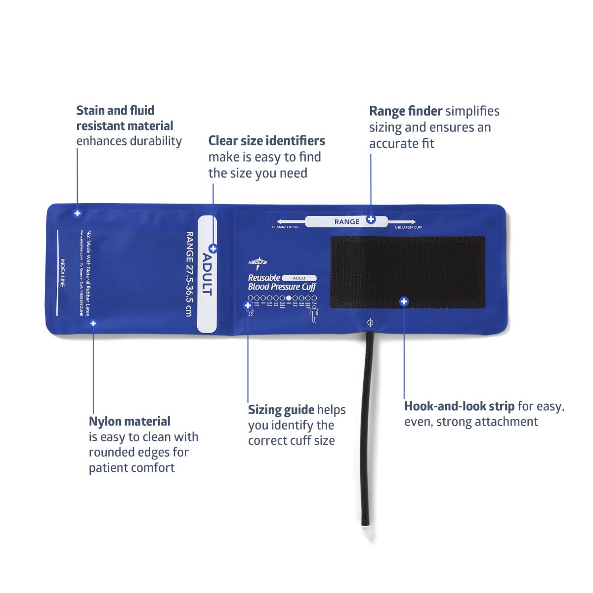 Medline Reusable 2-Tube BP Cuffs with Marquette Connector | Medline