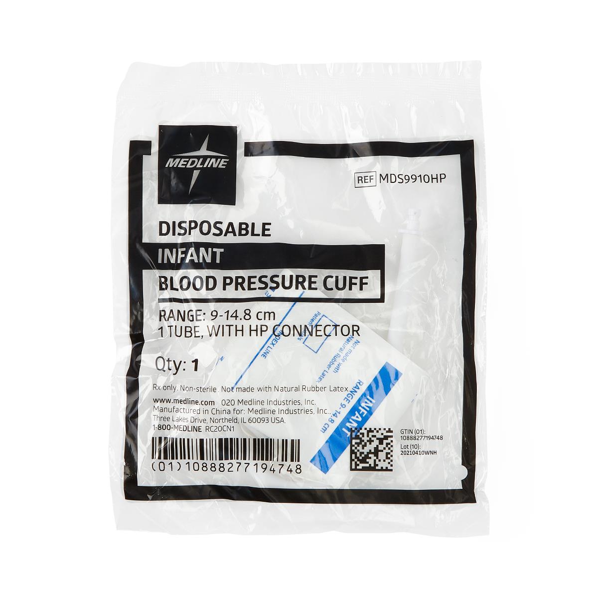 Medline Disposable 1-Tube BP Cuffs with Bayonet Connector | Medline