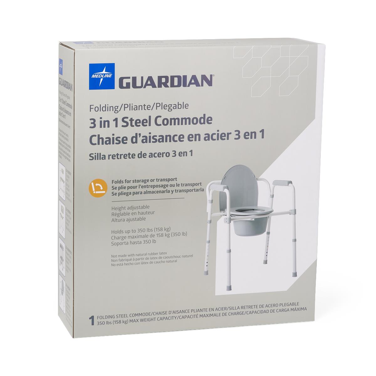 Medline 3-in-1 Elongated Folding Commode | Medline