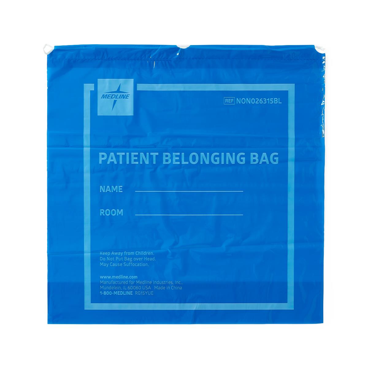 Medline Plastic Patient Belongings Bags with Drawstring | Medline