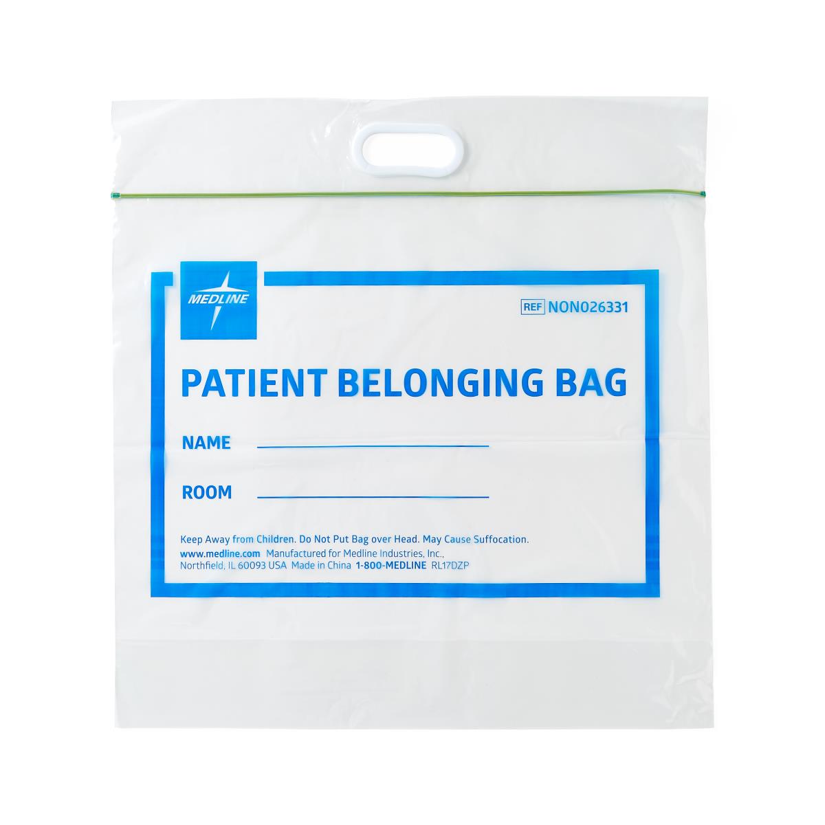 Medline Plastic Patient Belongings Bags with Patch Handle | Medline