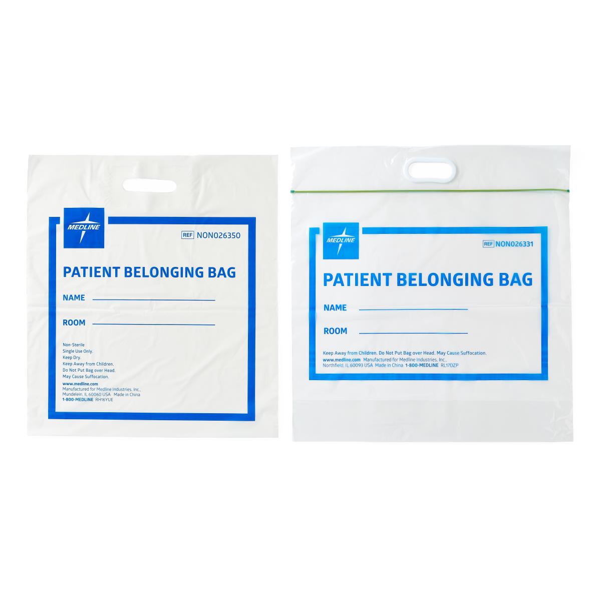 Medline Plastic Patient Belongings Bags with Patch Handle | Medline
