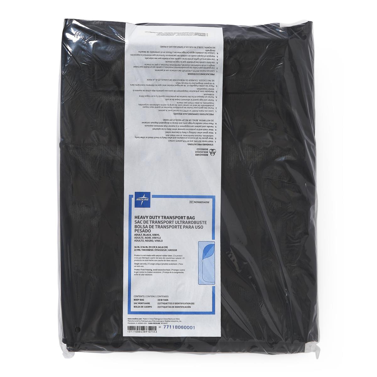 Medline Adult Black Vinyl Disaster Body Bags | Medline