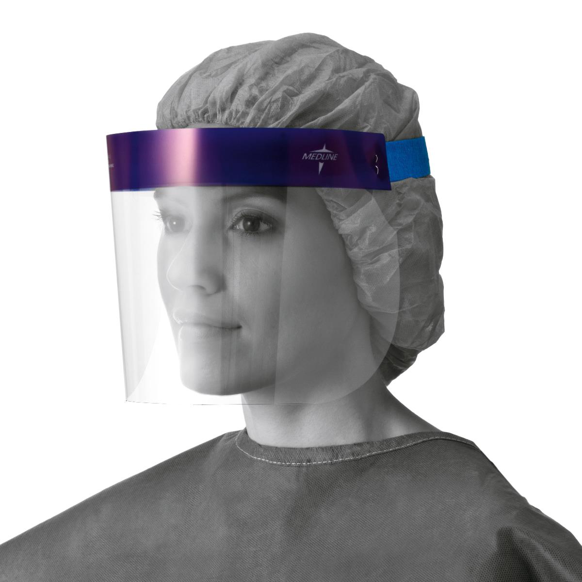 Medline 3/4 Length Face Shields with Foam Top and Elastic Band | Medline