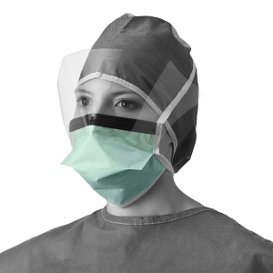 Duckbill-Style Surgical Face Mask with Eye Shield and Ties | Medline ...