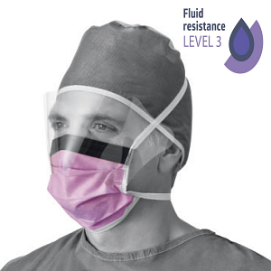 Medline ASTM Level 3 Surgical Face Masks with Eye Shield | Medline