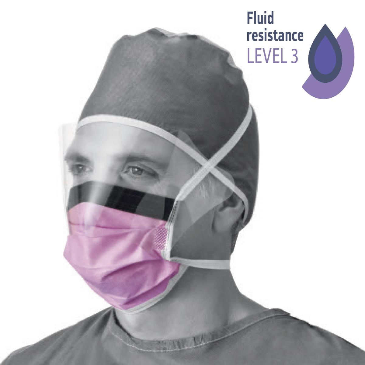 Medline ASTM Level 3 Surgical Face Masks with Eye Shield | Medline