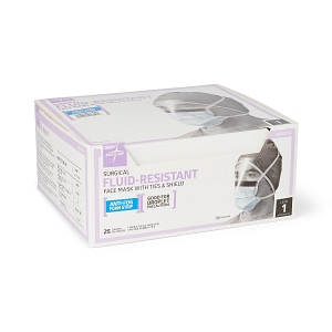 ASTM Level 1 Anti-Fog Surgical Mask with Eye Shield with Ties | Medline ...