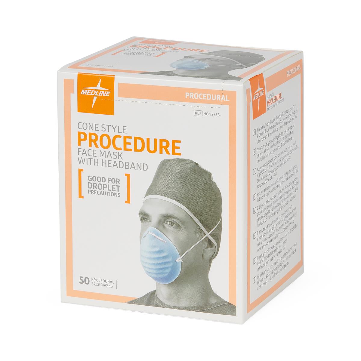 Medline Cone-Style Face Masks with Band | Medline