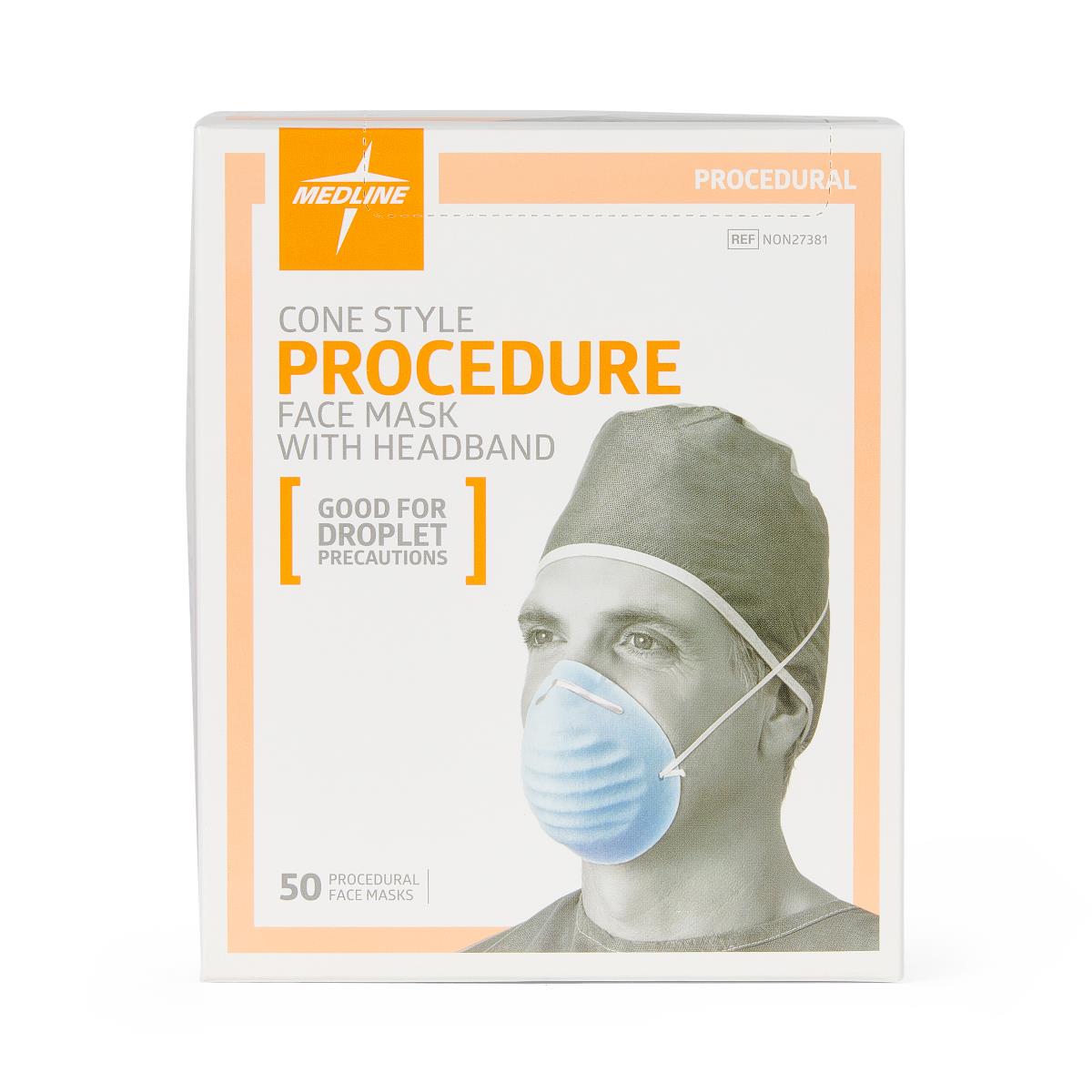 Medline Cone-Style Face Masks with Band | Medline