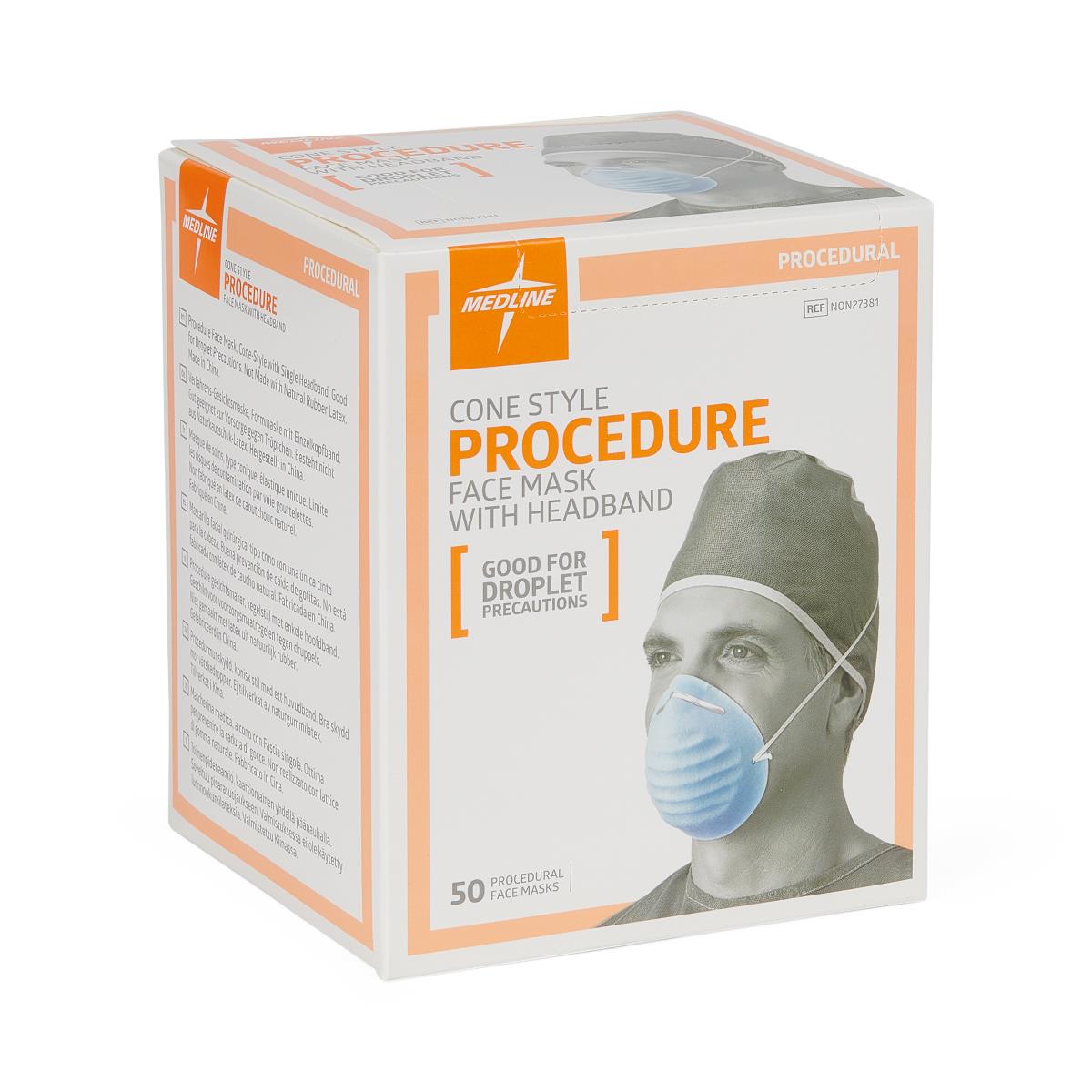 Medline Cone-Style Face Masks with Band | Medline