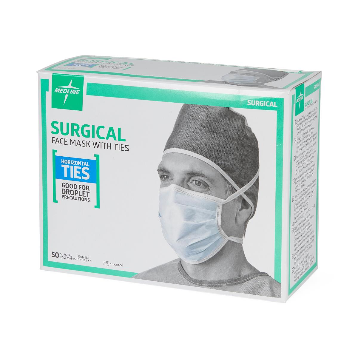 Medline ASTM Level 1 Surgical Masks with Horizontal Ties | Medline