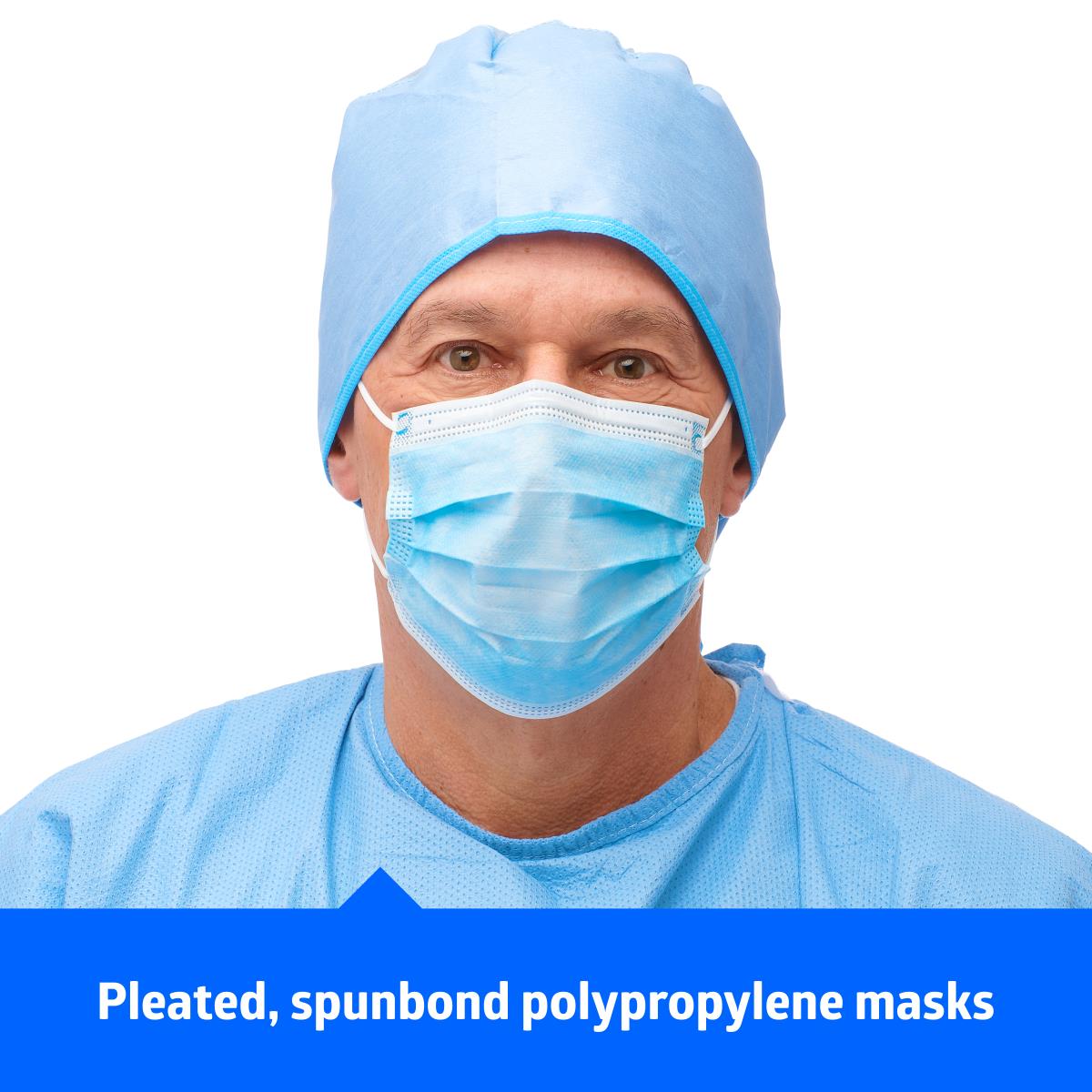 Medline ASTM Level 1 White Procedure Face Mask with Ear Loops | Medline