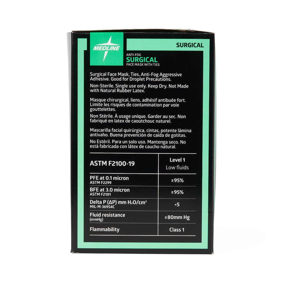 Medline ASTM Level 1 Surgical Face Mask with Anti-Fog and Ties | Medline
