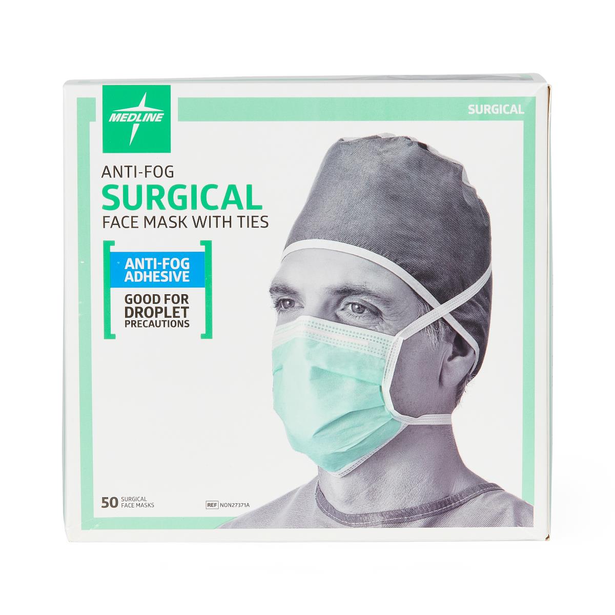 Medline ASTM Level 1 Surgical Face Mask with Anti-Fog and Ties | Medline