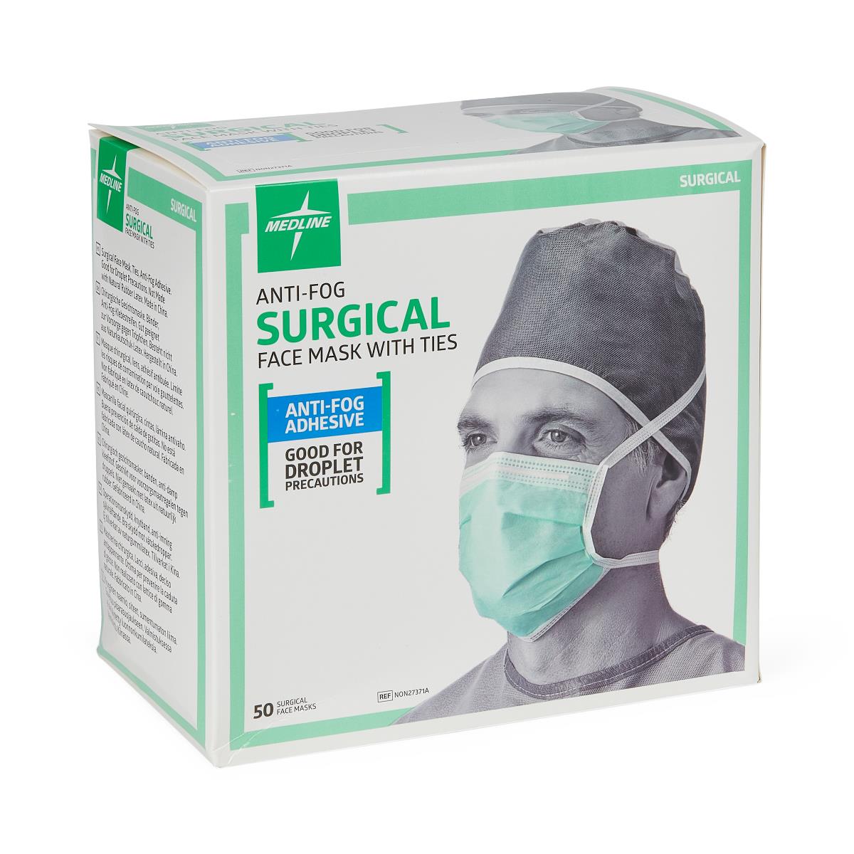 Medline ASTM Level 1 Surgical Face Mask with Anti-Fog and Ties | Medline