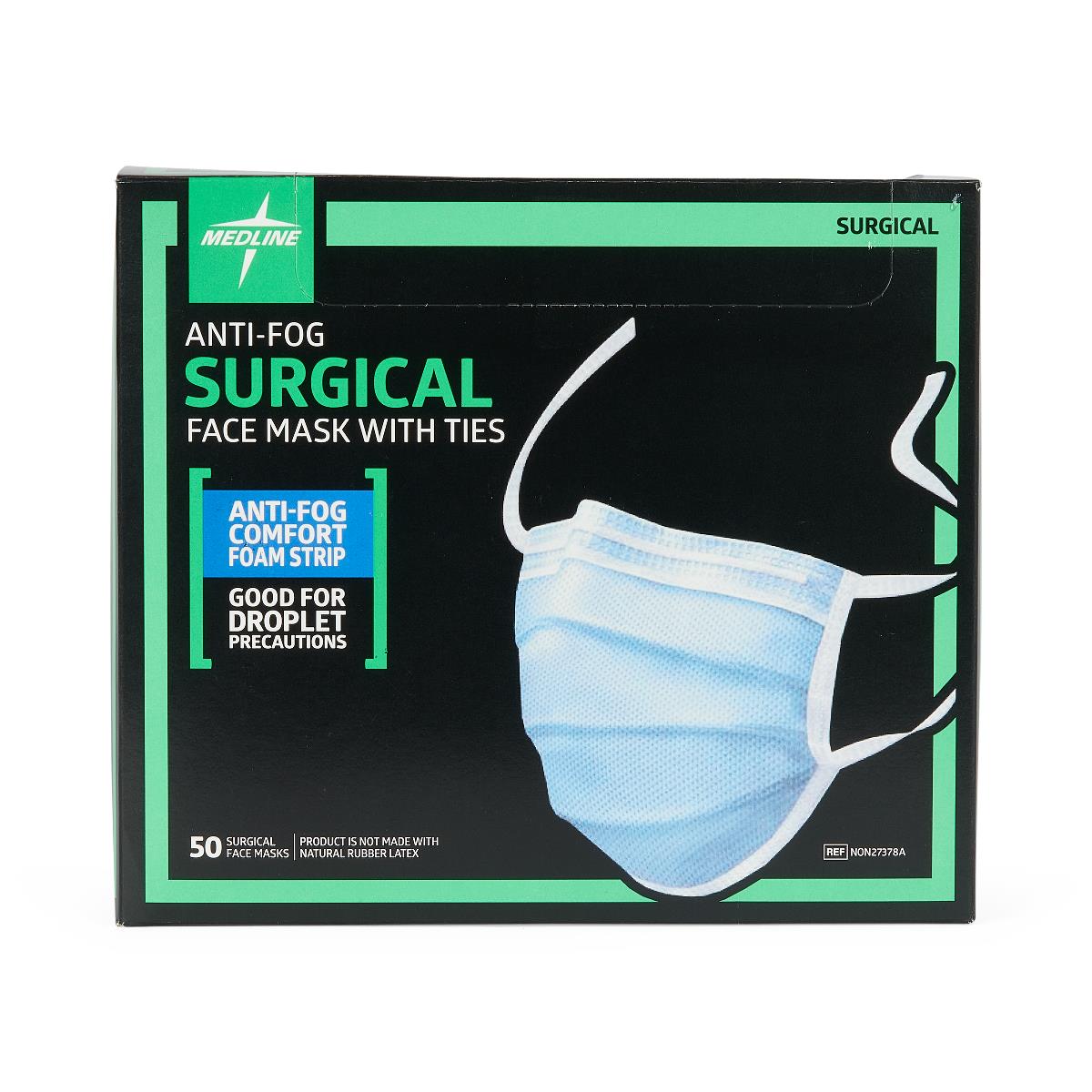 Medline ASTM Level 1 Surgical Face Mask with Anti-Fog and Ties | Medline