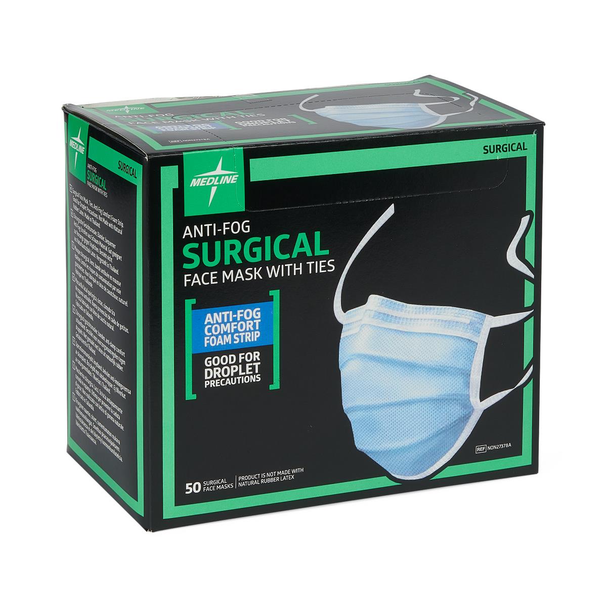 Medline ASTM Level 1 Surgical Face Mask with Anti-Fog and Ties | Medline