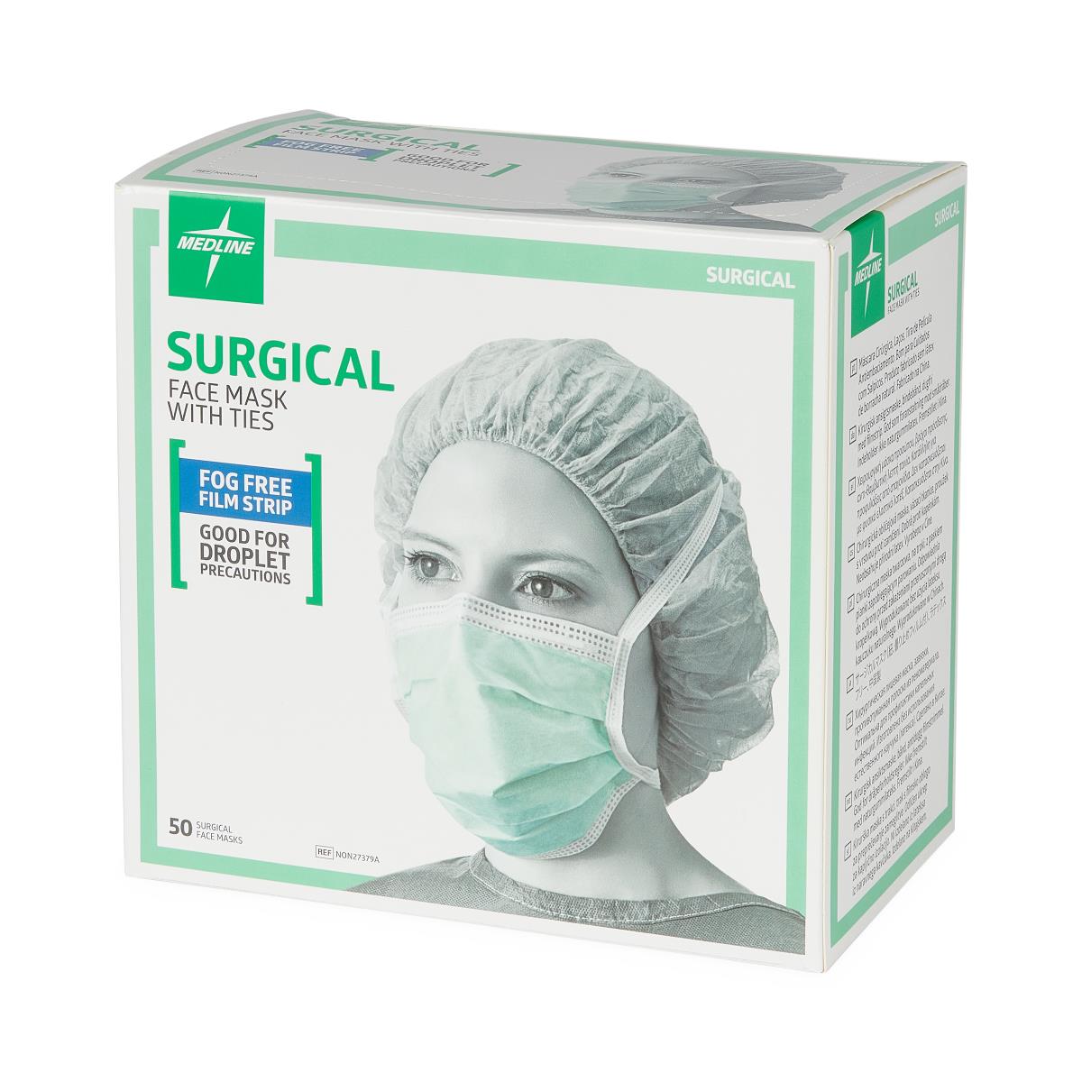 Medline ASTM Level 1 Surgical Face Mask with Anti-Fog and Ties | Medline