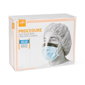 Basic Procedure Face Mask with Ear Loops and Anti-Fog Shield | Medline ...