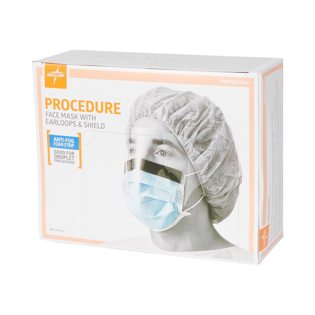 Medline ASTM L1 Proc. Face Mask with Anti-Fog Shield and Ear Loops ...