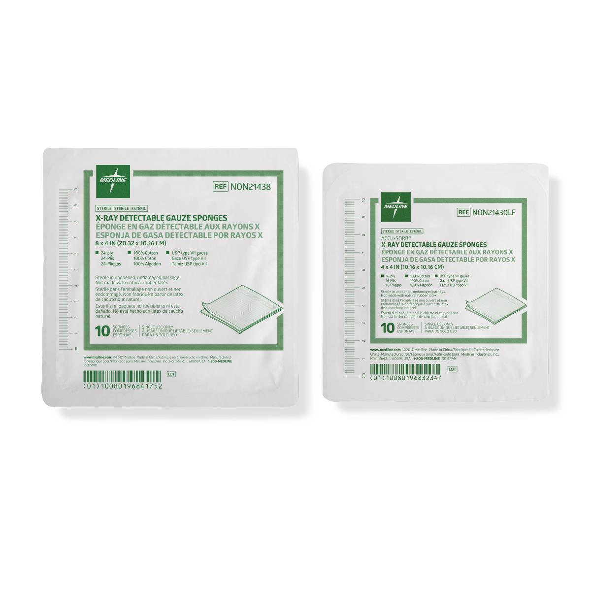 Medline Sterile 100% Cotton X-ray Detectable Gauze Sponges | Medline