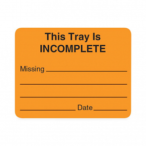 Medline This Tray Is Incomplete Label | Medline