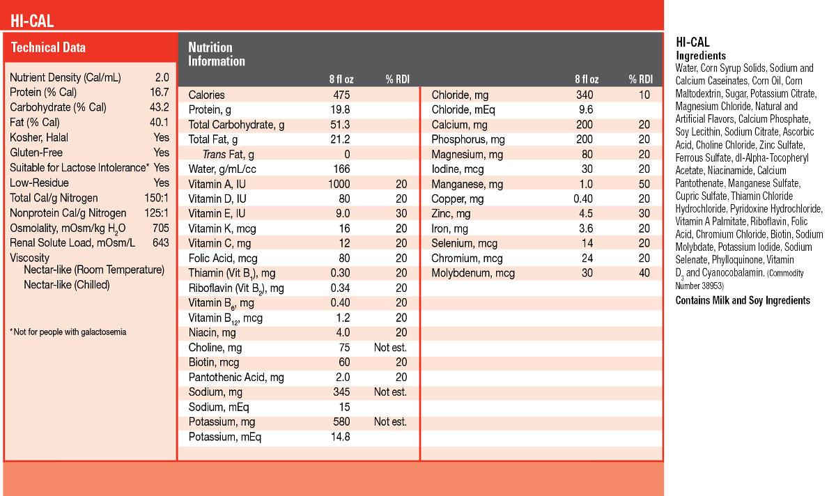 Hi-Cal Oral Nutritional Supplements | Medline