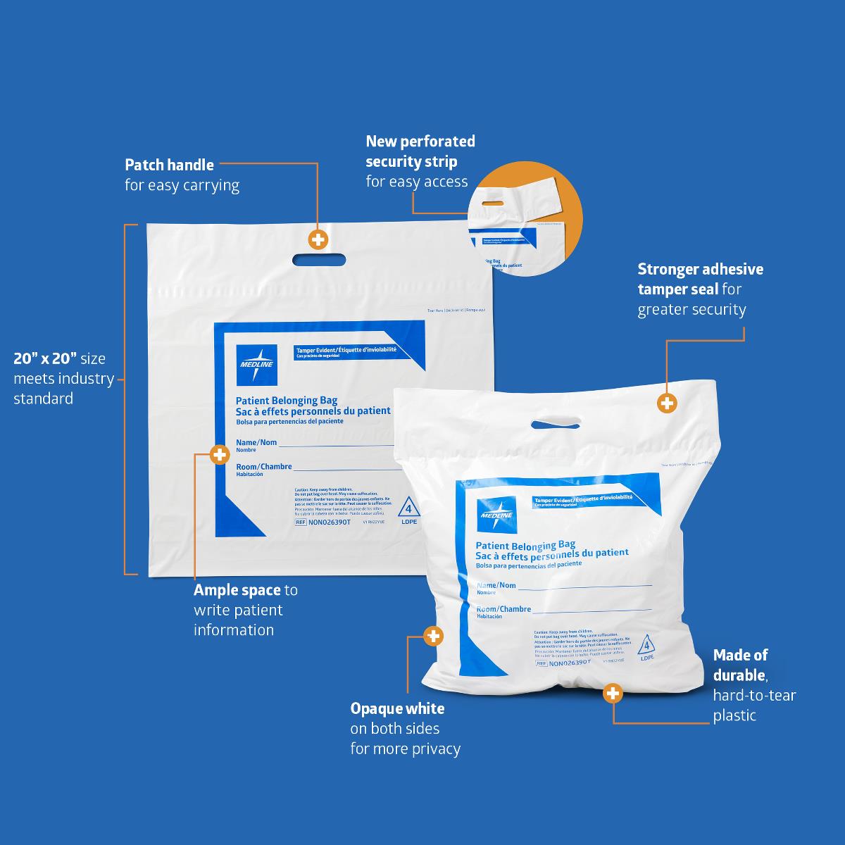 Medline Tamper Evident Patient Belonging Bags | Medline