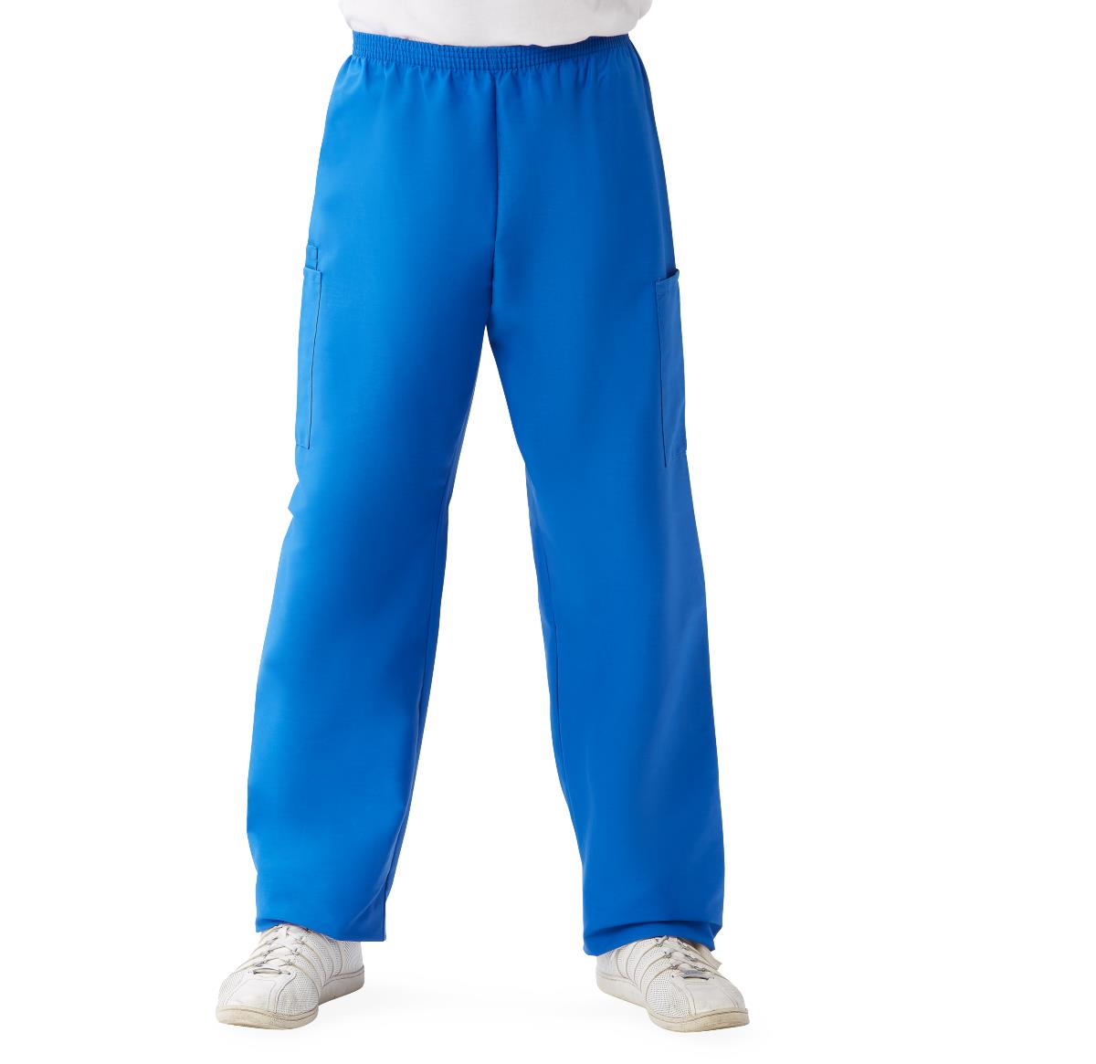 ComfortEase® Unisex Elastic Waist Cargo Scrub Pants with 3 Pockets ...
